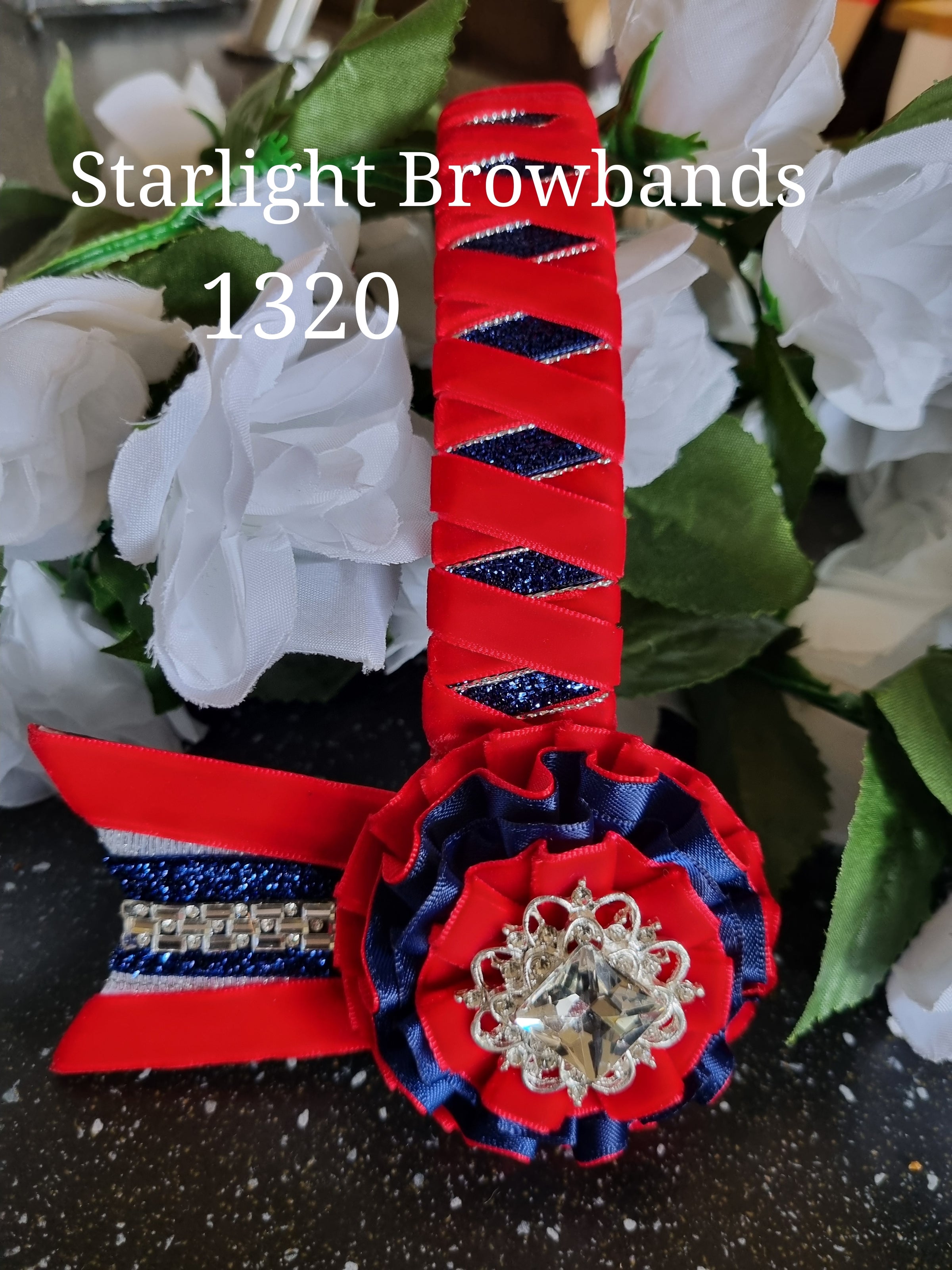 1320-P Red Navy Silver diamond cross over